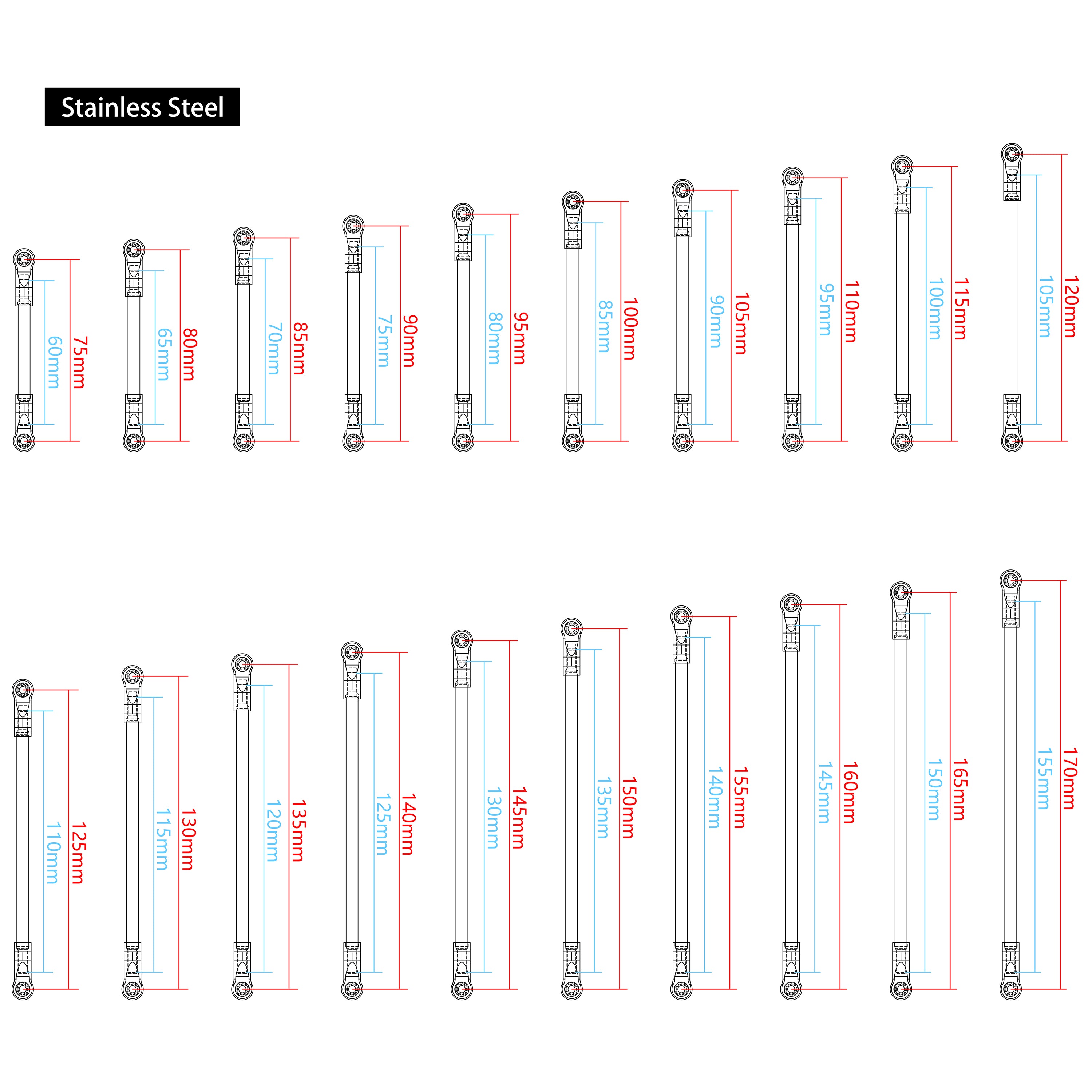 MEUS Racing Steel Link Rods Linkage Kit for TRX-4 SCX10 Tamiya CCO1