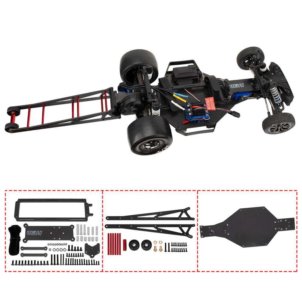 MEUS Racing 2WD Slash Carbon Fiber LCG Chassis with Wheelie Bar for 1/