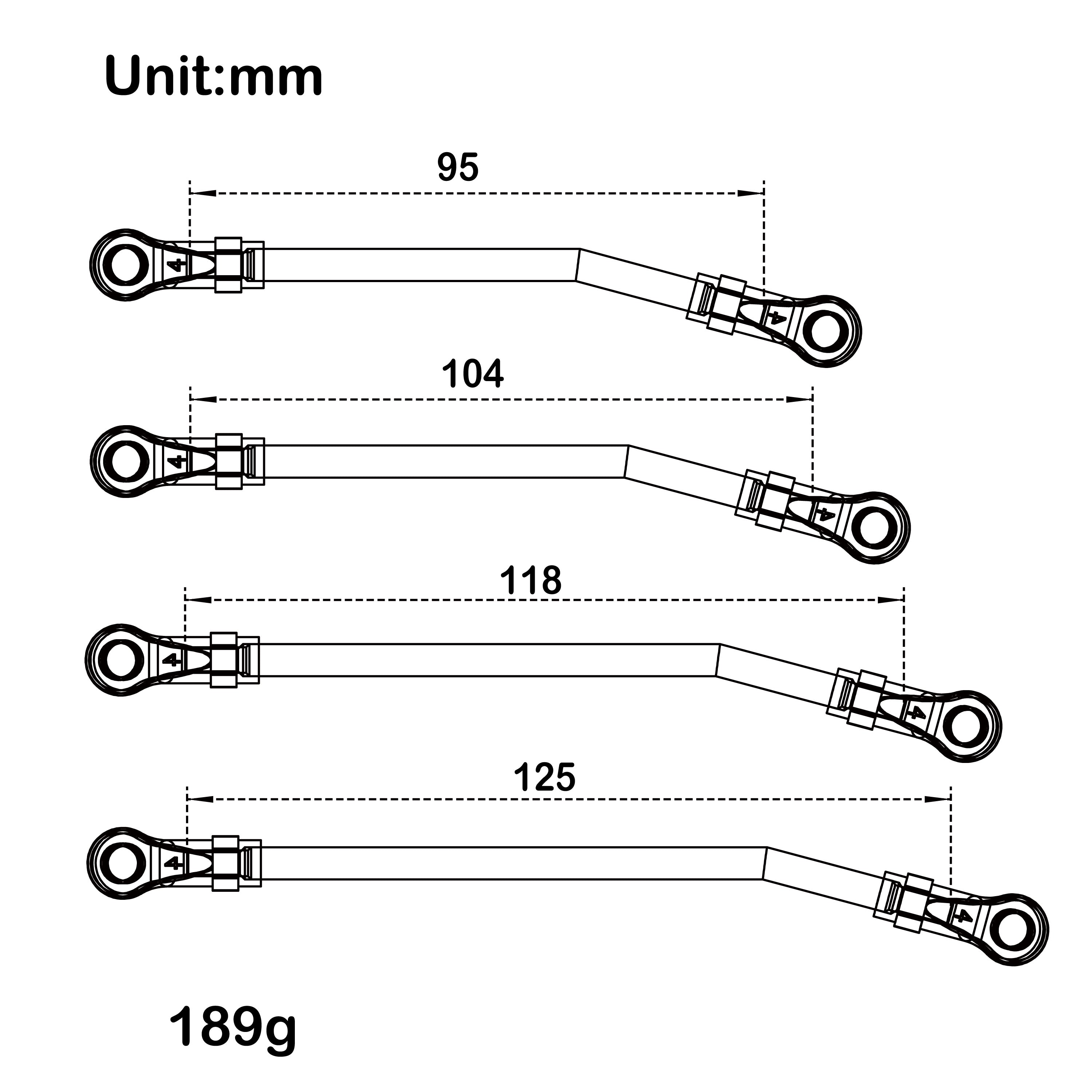 MEUS Racing 324mm Wheelbase Steel Chassis Links Set for 1/10 SCX10