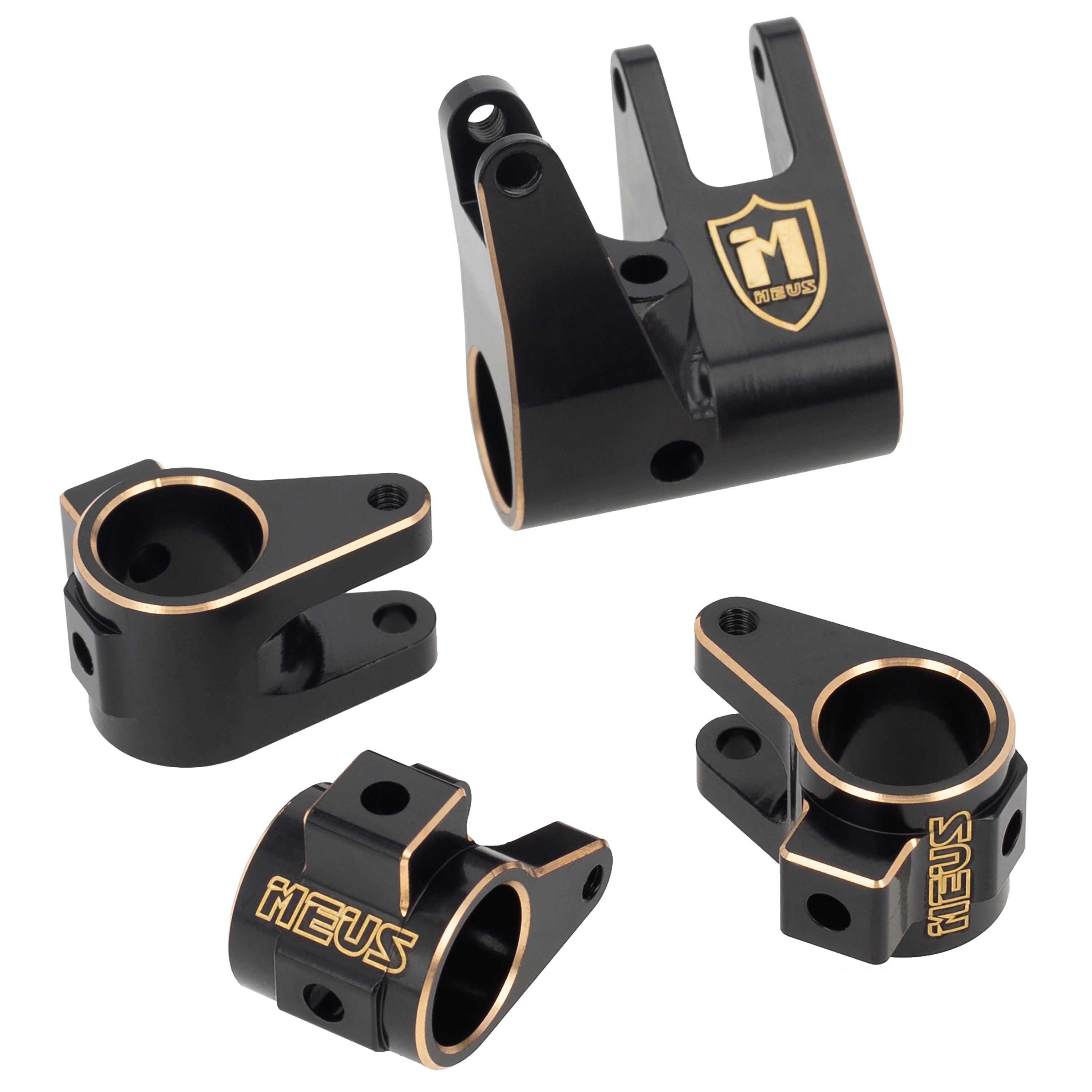 MEUS Racing SCX10 Pro Black Brass Front and Rear Axle Link Mount Set F