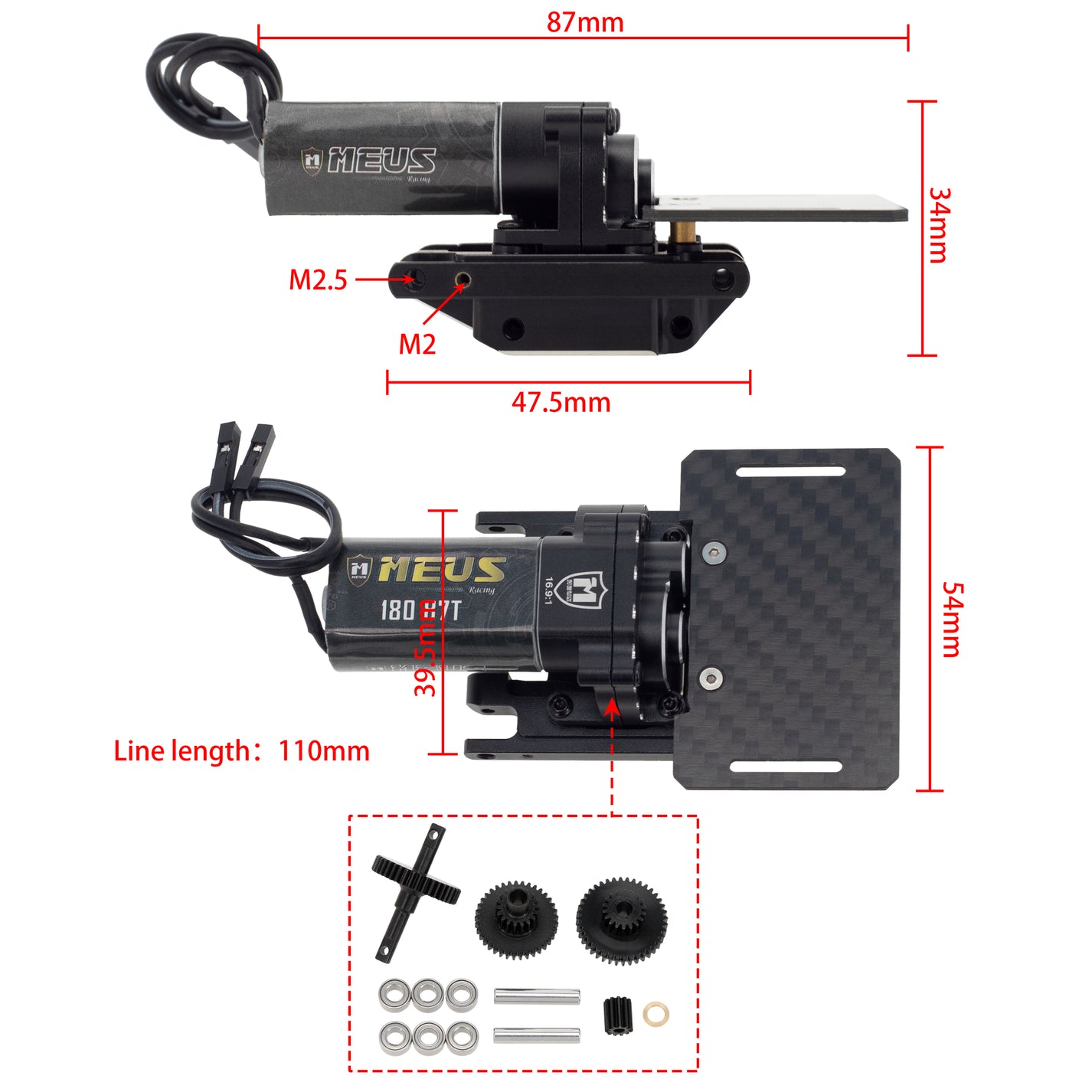 MEUS Racing TRX4M Transmission Assembly With 180 Motor For 1/18 TRX4M