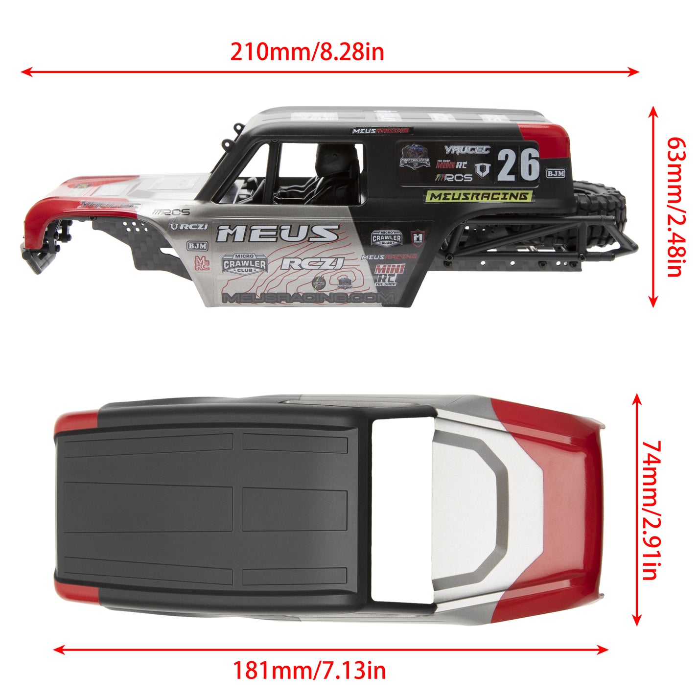 MEUS Racing MB24 Body 5.2in 132MM Axial Shell Body ABS+Nylon Carbon Fi