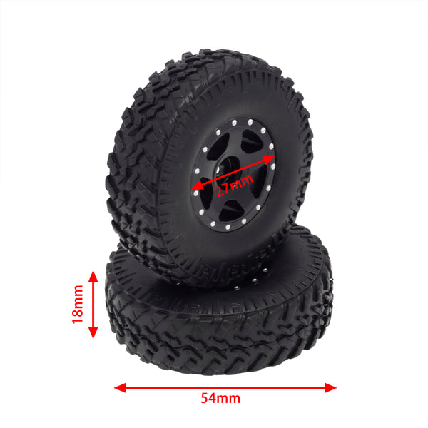 Meus Racing Aluminum 1.0-Inch Beadlock Wheels with 54mm Rubber Tires f