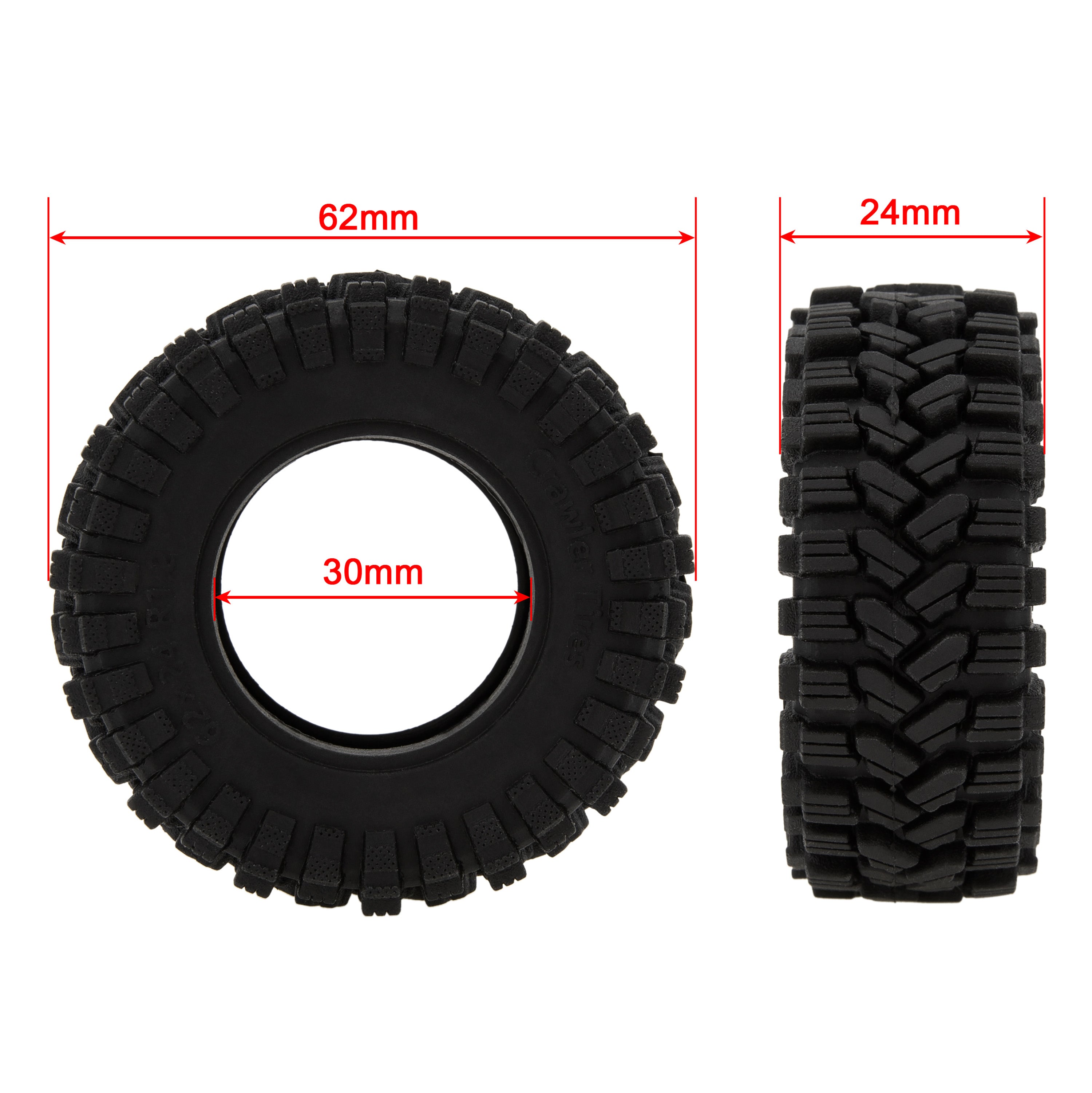 MEUS Racing 1.2-inch Beadlock Tires Soft Sticky Rubber Tires 62*24MM f