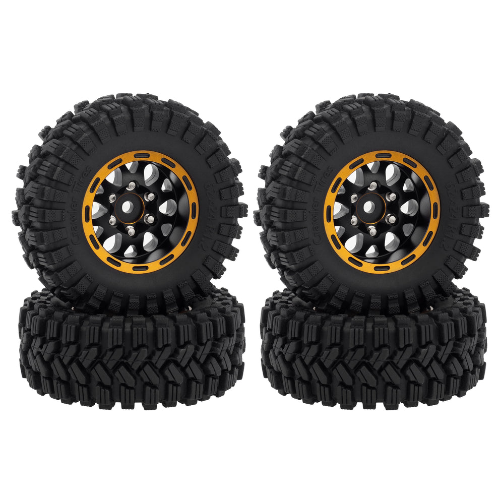 MEUS Racing 1.2″ Beadlock Wheels Brass Rim Aluminum 1.0(plus) Tire Set