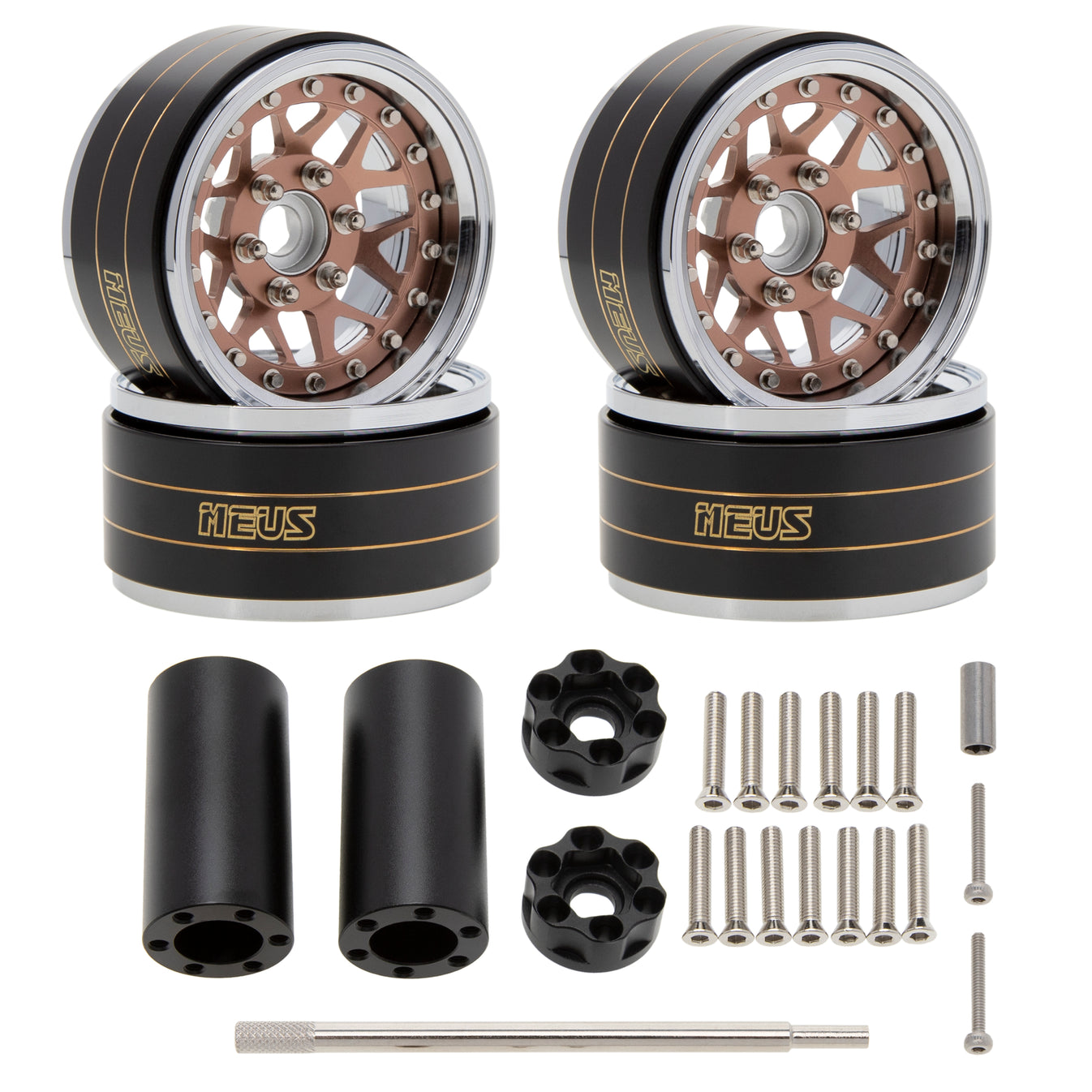 MEUS Racing Brass Aluminum 1.9″ Beadlock Wheels Supports Front Rear Tw
