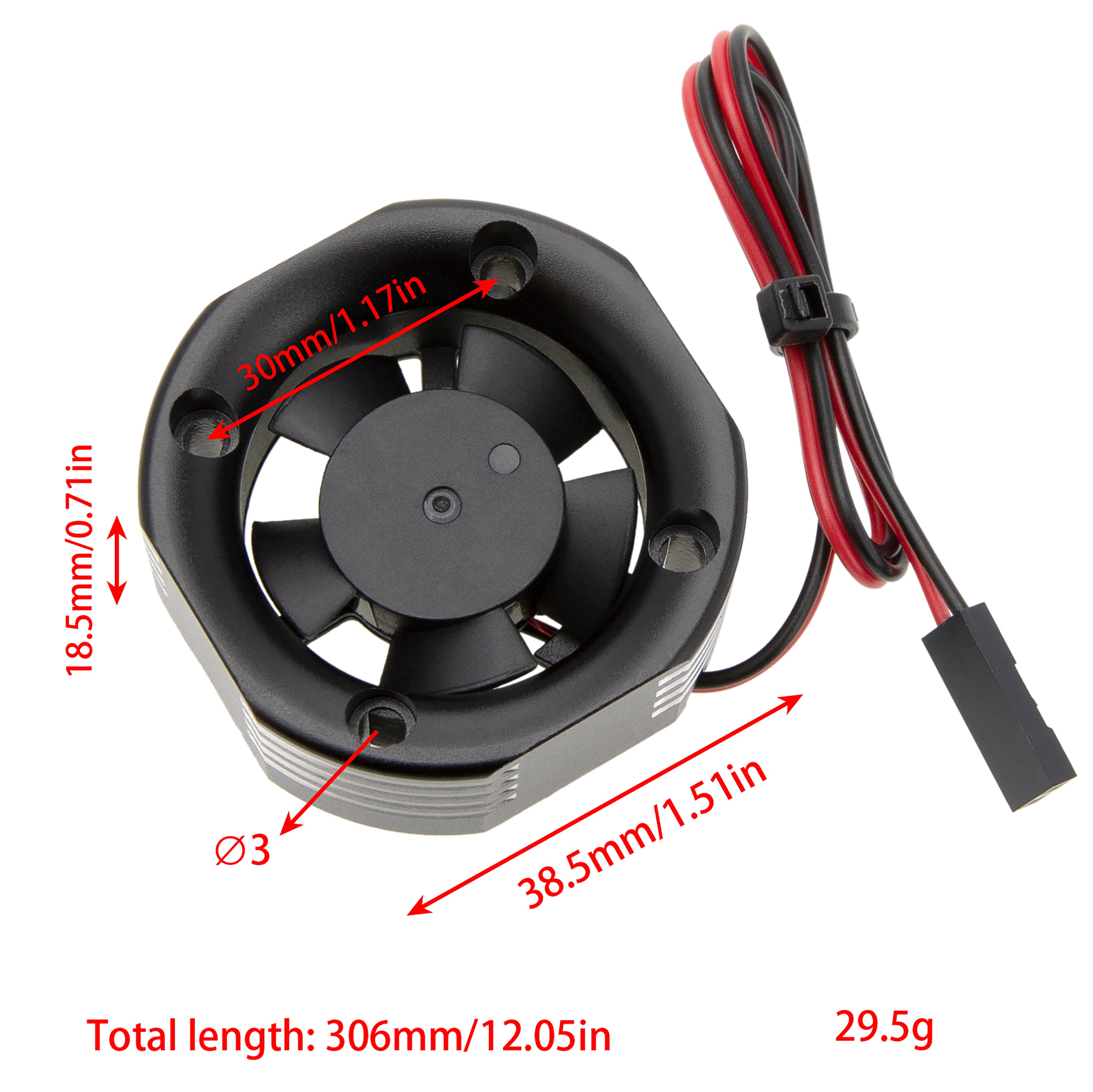 MEUS Racing 30mm RC Motor Cooling Fan ESC Heatsink 25000RPM for 3010 Motor