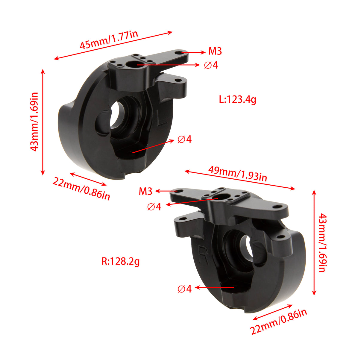 MEUS Racing Brass Steering Knuckle For 1/10 Vanquish H10 Optic RC Car