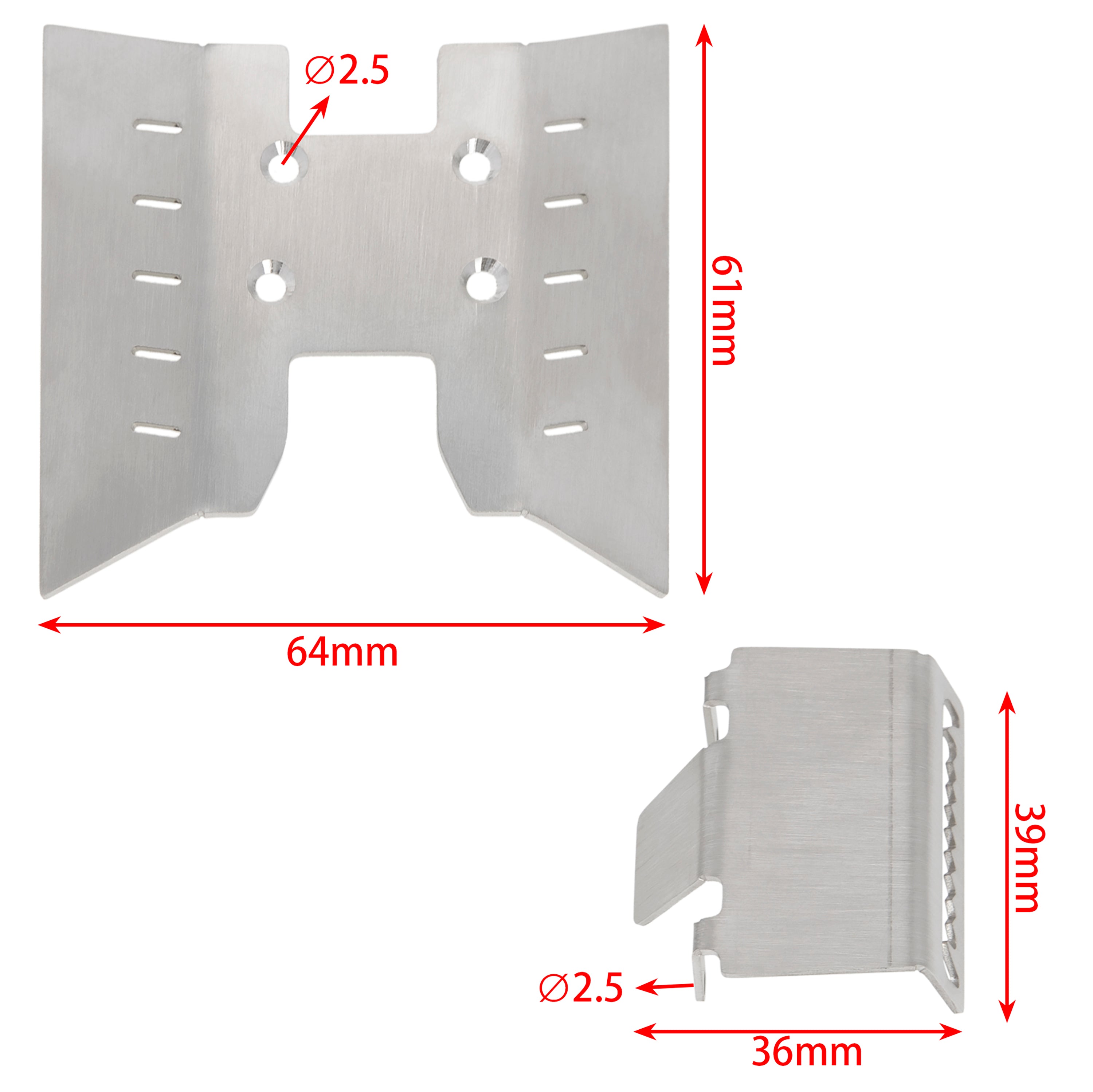 MEUS RACING Stainless Steel Skid Plate Chassis Armor Kit for AXIAL 1/1