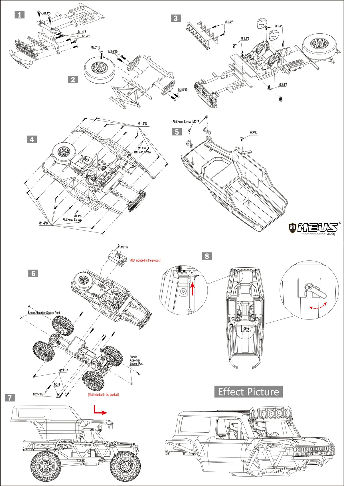 MEUS Racing MB18 Body & Chassis Frame Kit for TRX4M Defender Bronco K1