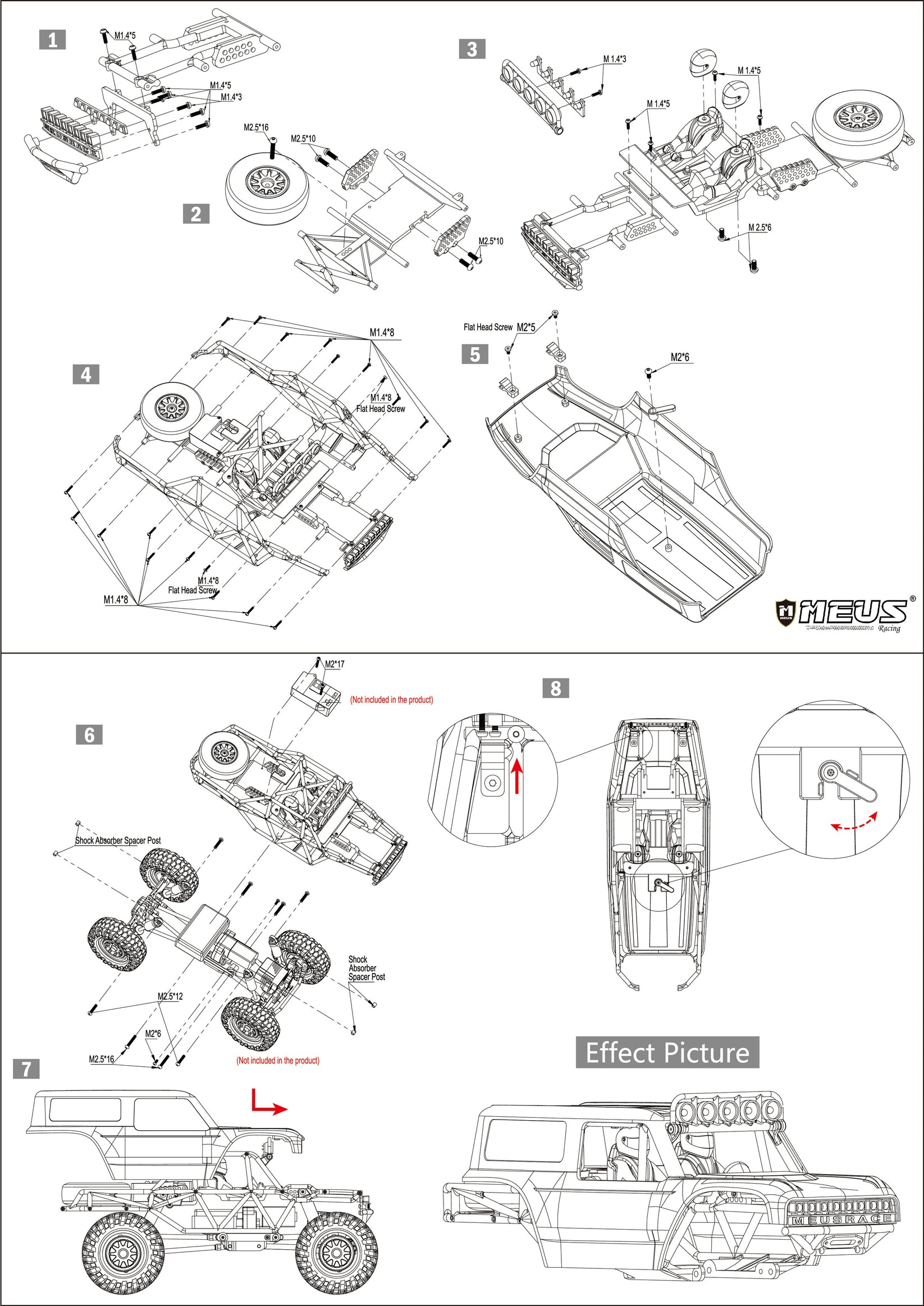 MEUS Racing MB18 Body & Chassis Frame Kit for TRX4M Defender Bronco K1