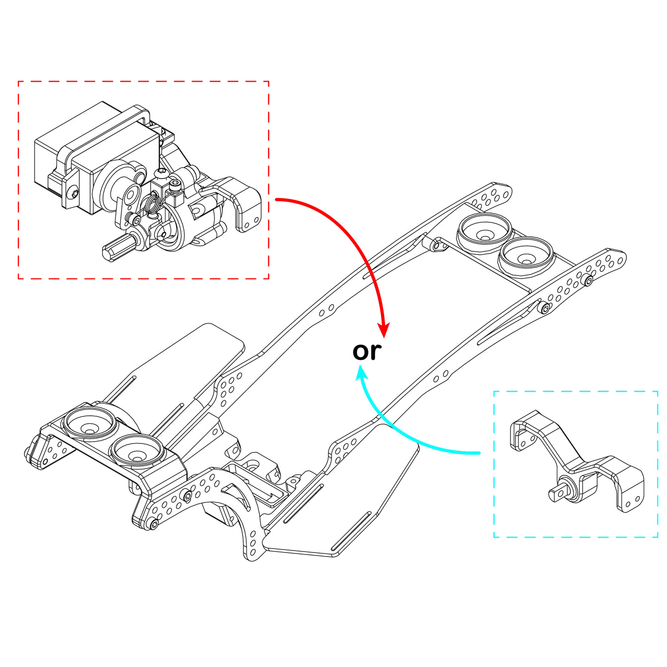 MEUS Racing Titanium LCG MD24 Chassis/ MD24 Dig Chassis Kit for Axial