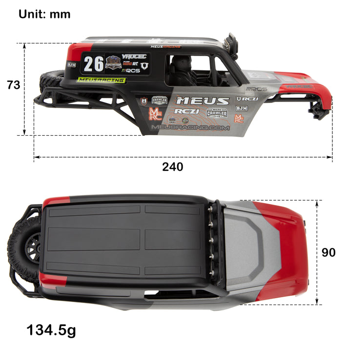 MEUS Racing MB18 Body & Chassis Frame Kit for 1/18 TRX4M Defender Bron