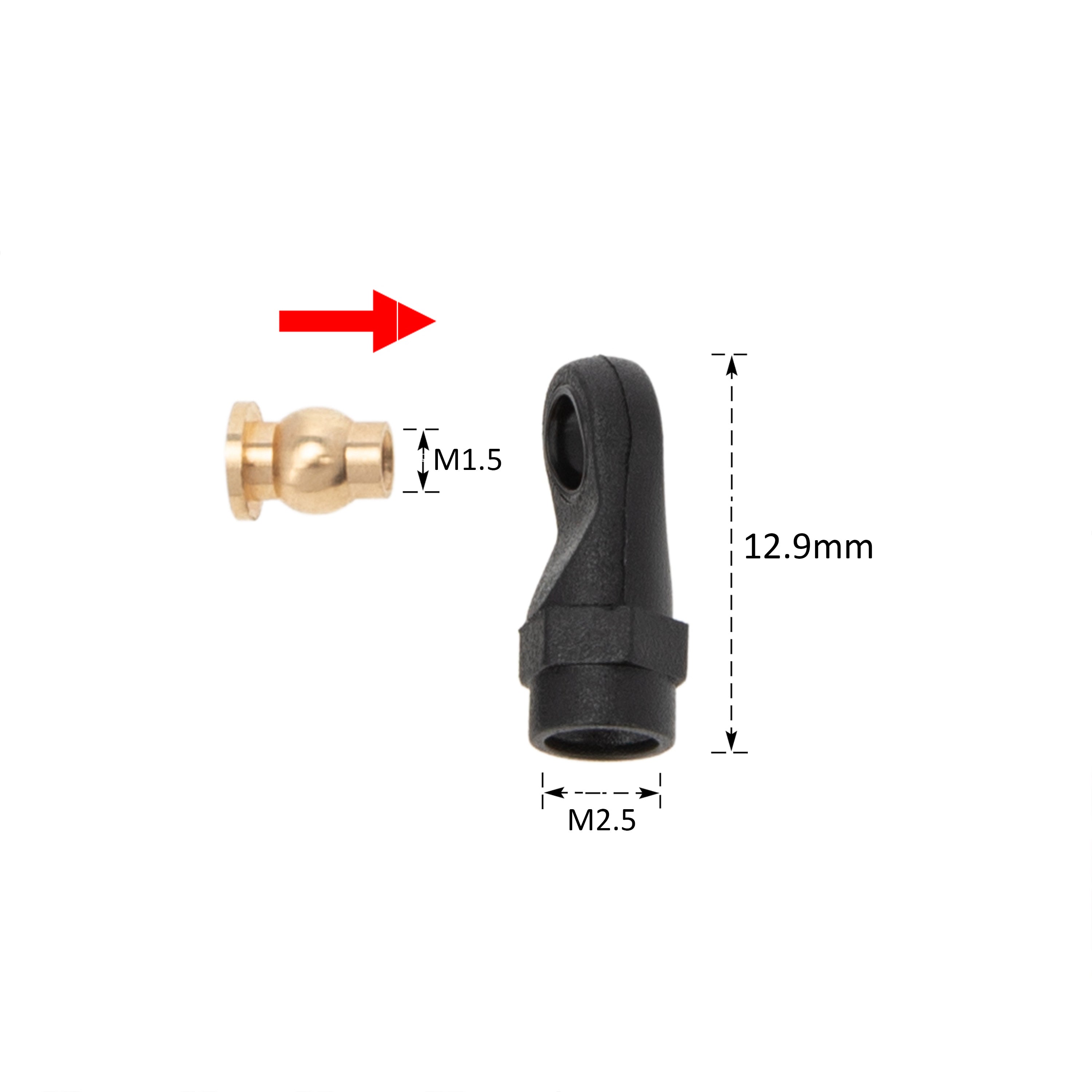 MEUS Racing Nylon Rod Ends & Brass Pivot Balls For SCX24 Chassis Links