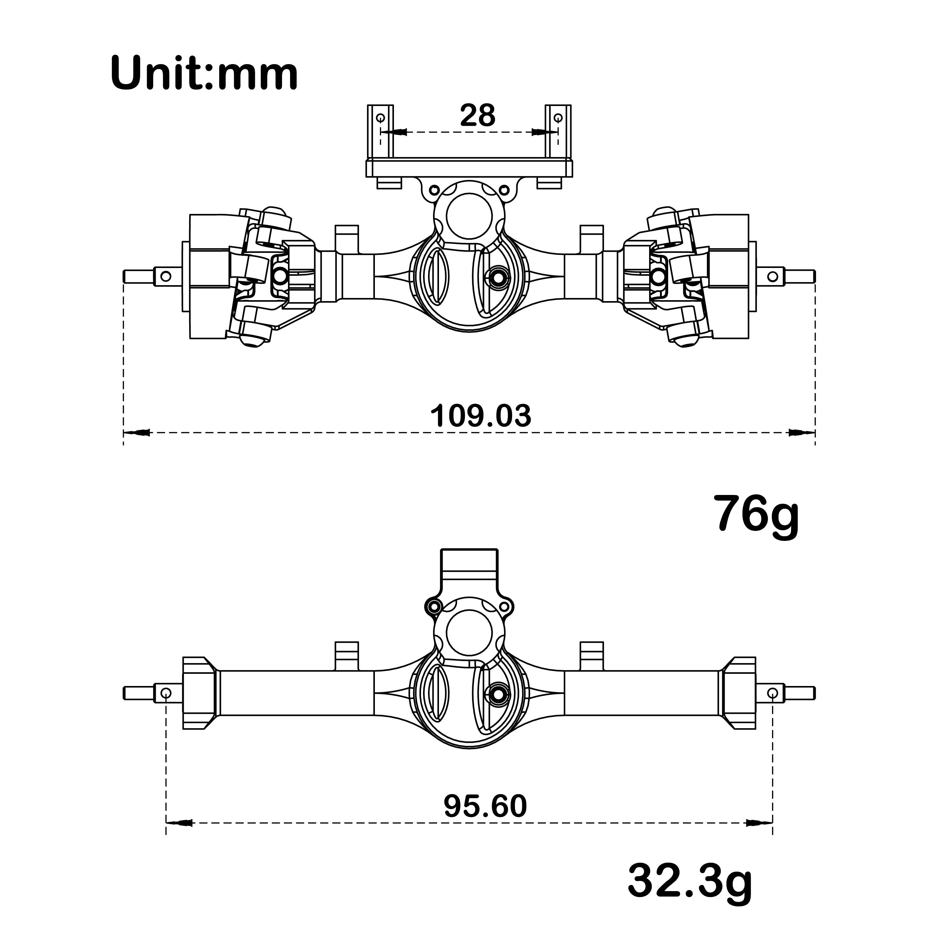 MEUS Racing SCX24 Metal V2 Isokinetic Front Rear Axles with Servo Set ...