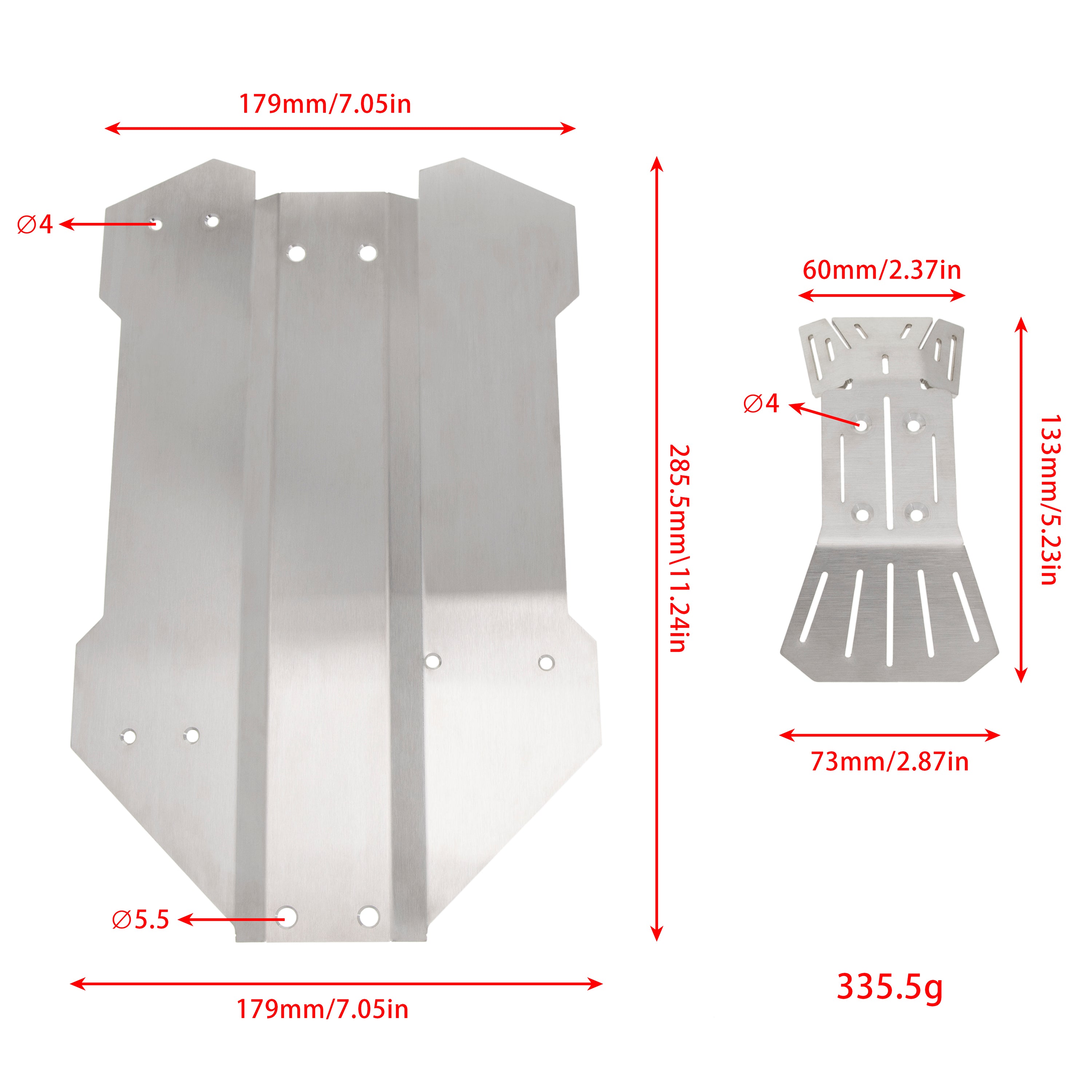 MEUS Racing Stainless Steel Chassis Armor Skid Plate for 1/10 Traxxas