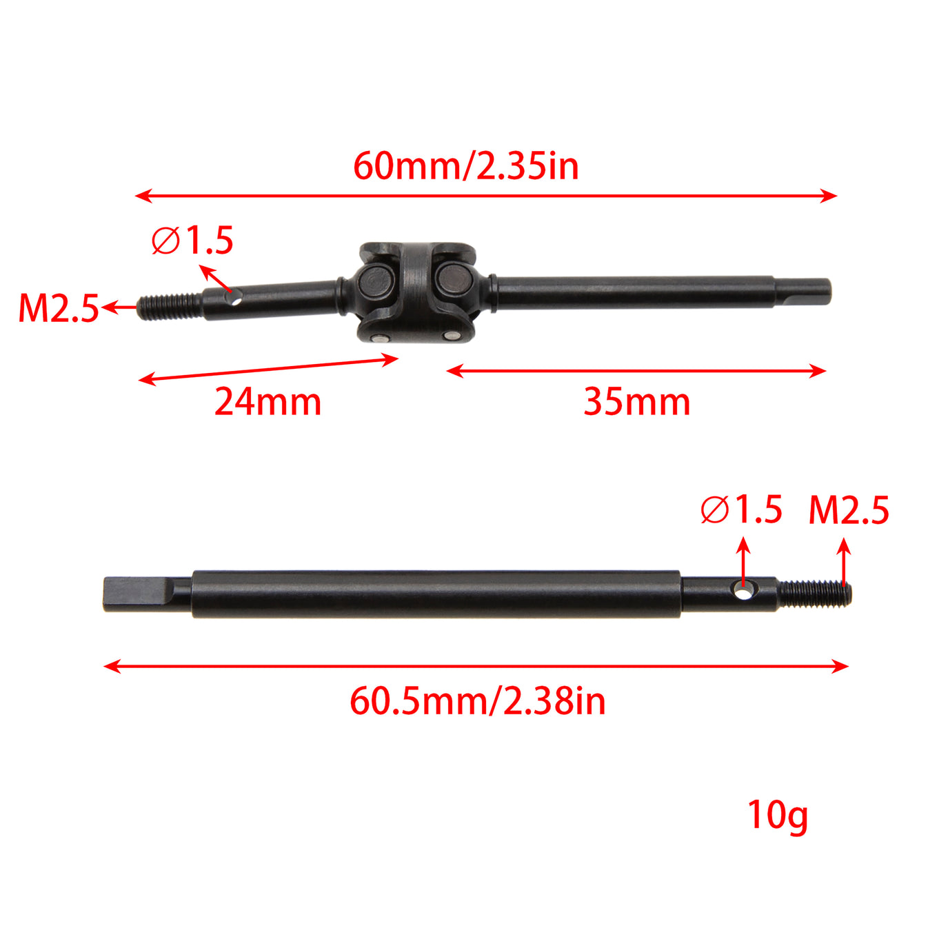MEUS Racing Isokinetic 3-Section CVD Front Rear Axle Shafts for TRX4M