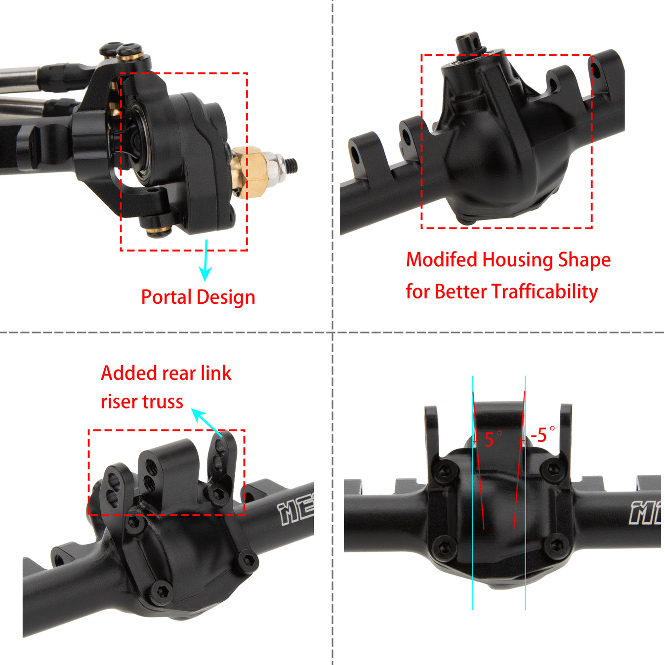 MEUS Racing TRX4M Metal Portal Axles Upgrade Ground Clearance +7MM for