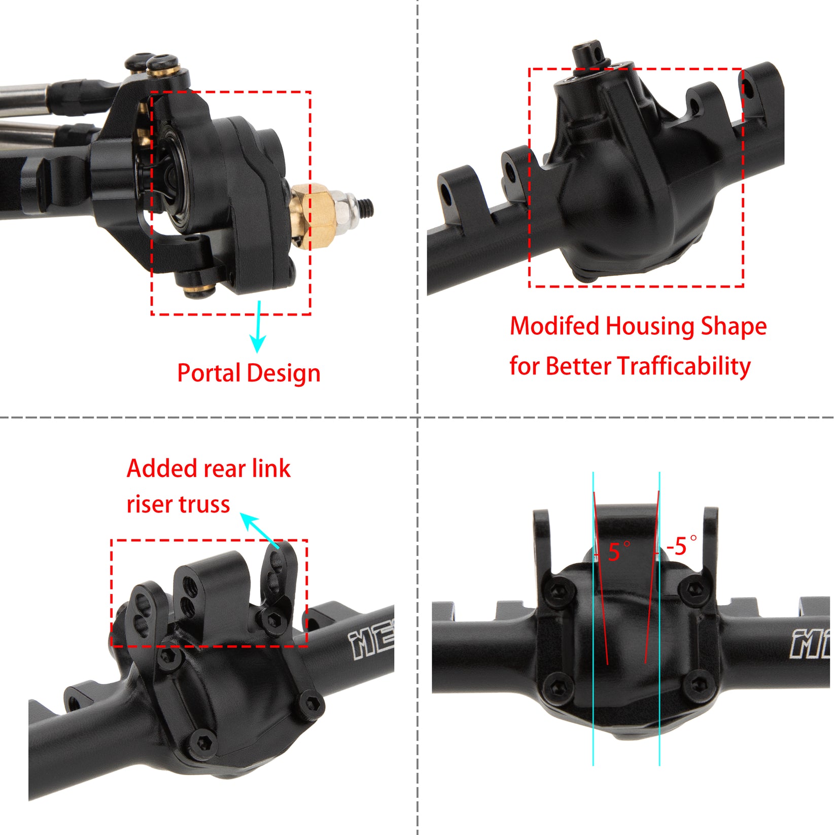 MEUS Racing TRX4M Metal Portal Axles Upgrade Ground Clearance +7MM for