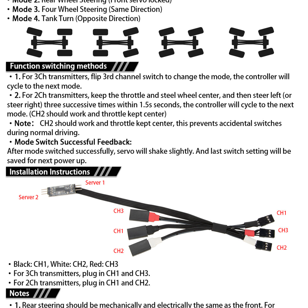 MEUS Racing Four-Wheel Steering Control Line, 4WS Control Board, and ...