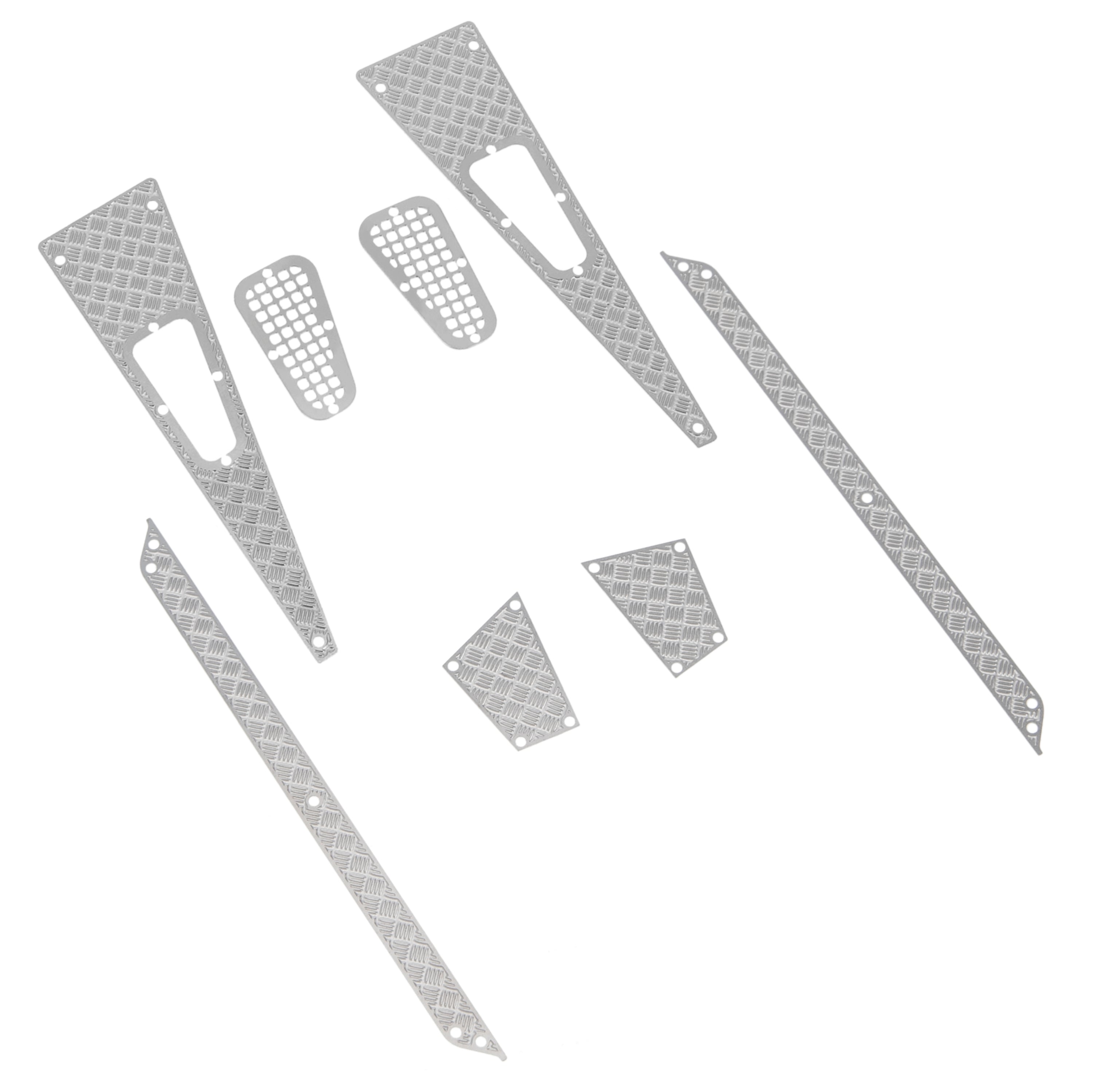 Meus Racing 8Pcs Hood Stainless Steel Skid Plate Pedal Metal Skid Plat