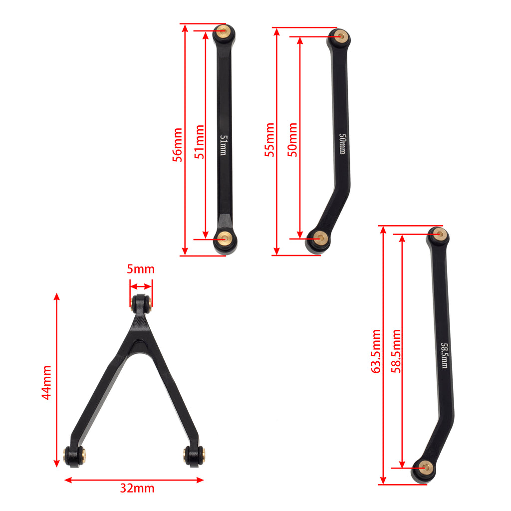 Meus Racing Aluminum High Clearance Chassis Links for Axial SCX24 C10