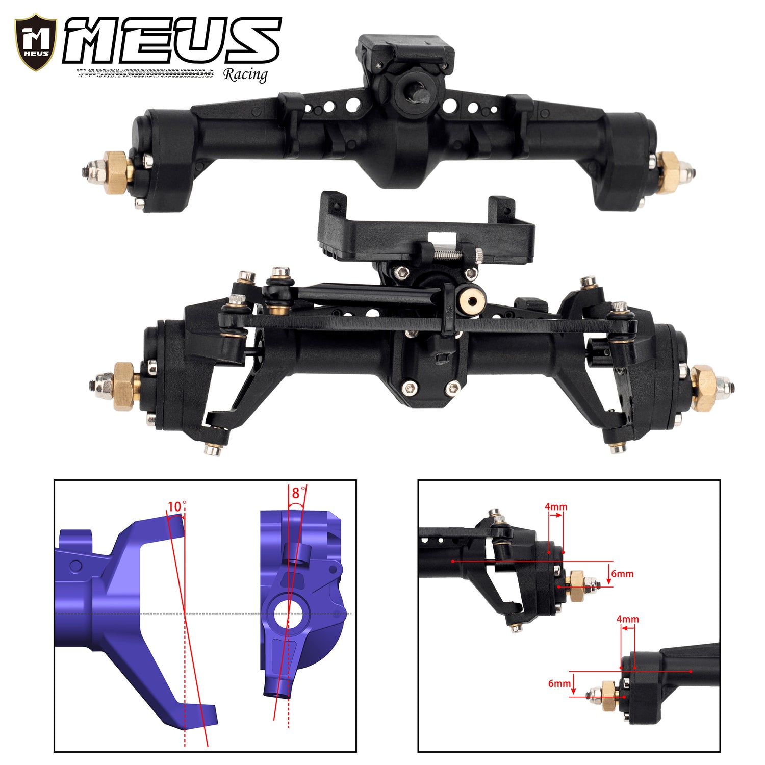 Meus Racing Plastic Nylon Axles Front/Rear Portal Axle for Axial SCX24