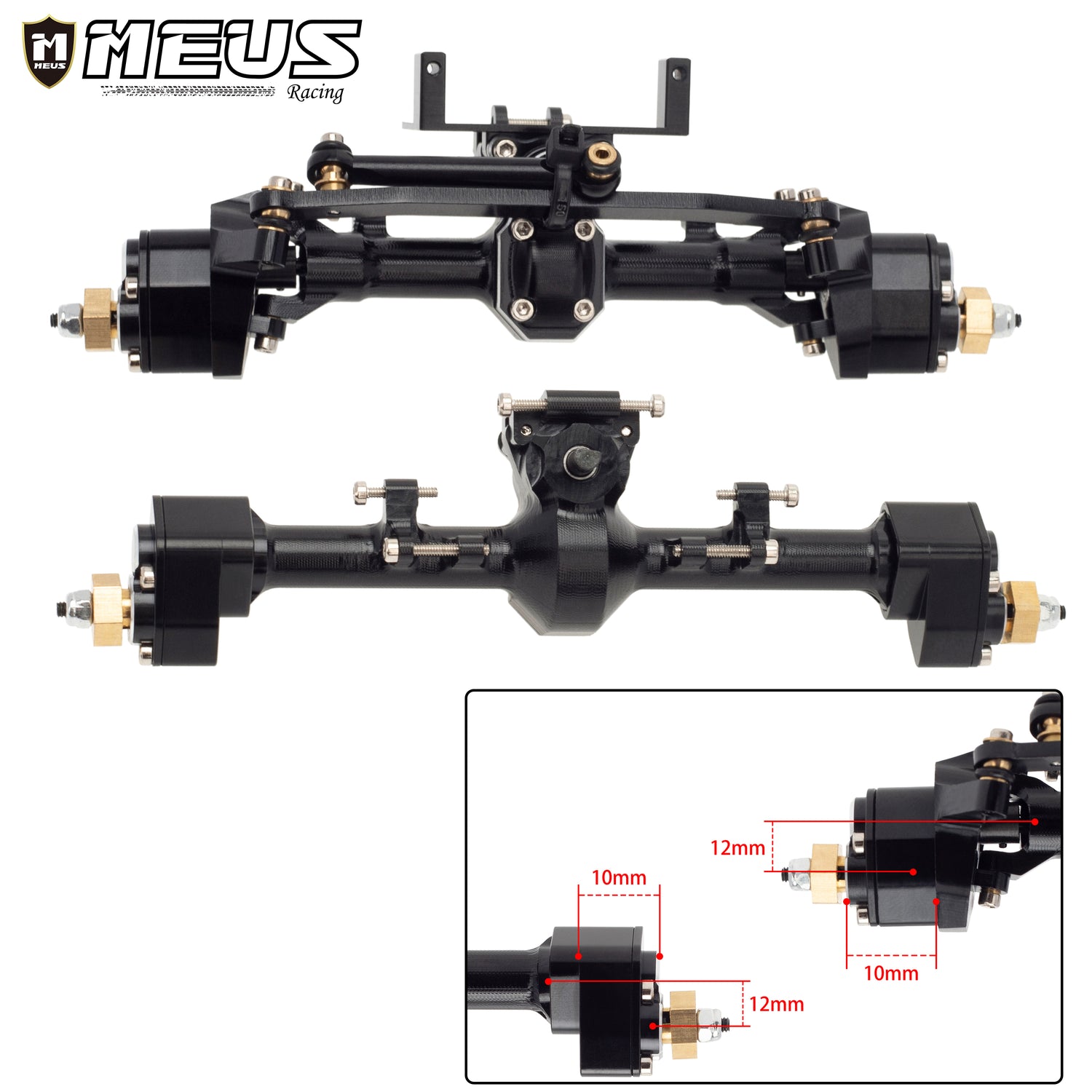 Meus Racing Aluminum Front Rear Portal Axle for 1/24 Axial SCX24 C10 D